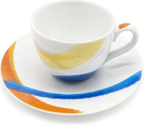 Porcelánový espresso šálek Alegria s podšálkem, 110 ml – s veselým barevným motivem
