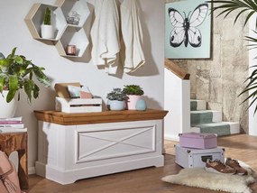 Bílý nábytek Truhla Marone, dekor bílá-dřevo, masiv, borovice