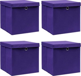 vidaXL Úložné boxy 4 ks netkaná textilie 28 x 28 x 28 cm [325188] Barva: růžová s víky