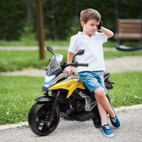 AIYAPLAY Elektrická dětská motorka, Honda, 3 km/h, hudba a světlo, 3-6 let, do 30 kg, žlutá