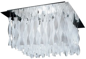 Axolight Aura, luxusní stropní svítidlo z bílého muránského skla, 4x100W E27, 75x75cm, délka 40cm