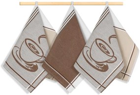 Bellatex Kuchyňské utěrky sada 3 kusů 50x70 cm Espresso Béžová,Hnědá,Bílá