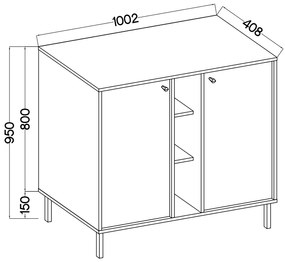 TOKYO 2 e | komoda 822 | 100,2 cm | eukalyptová/černá