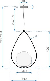 Toolight - Závěsné svítidlo 1xE27 60W APP938-1CP, černá, OSW-03208