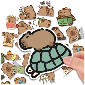 Camerazar Barevné kreslené nálepky Capybara 70 ks pro děti DIY kreativní aktivity