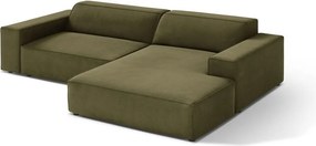 Khaki sametová modulární rohová pohovka (pravý roh/s lenoškou) Jodie – Micadoni
