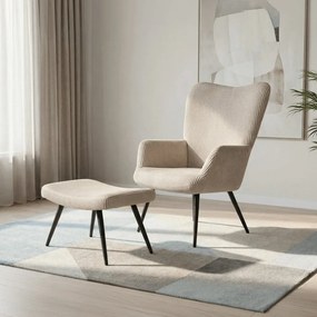 Relaxační křeslo AK-L7285 CRM6, manšestrová látka, béžová (70 x 81) cm