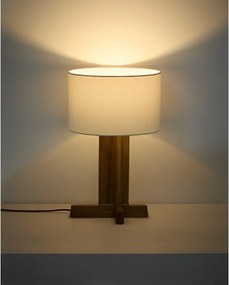 Bílá/hnědá stolní lampa z kaučukového dřeva s textilním stínidlem (výška 48 cm) Niani – Kave Home