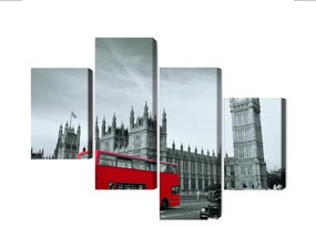 Vícedílný obraz Červený Londýnský Autobus Nedostatek Nedostatek Přírodní plátno 120x75