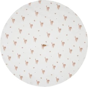 Béžová kulatá bavlněná utěrka s kočičkami Kitty Cats - Ø 80 cm