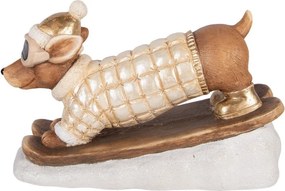 Dekorace jezevčík v lyžařském obleku Dachshund - 50*23*29 cm