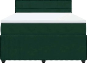 Box spring postel s matrací tmavě zelená 160x200 cm samet 3290085