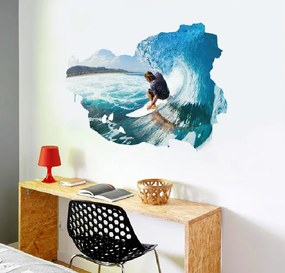 Živá Zeď Samolepka na zeď Surfař na vlně