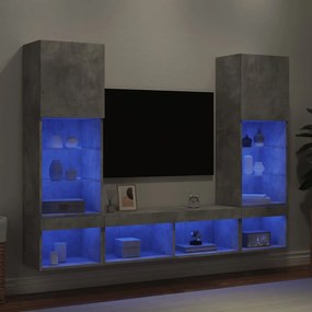 5dílná obývací stěna s LED betonově šedá kompozitní dřevo 3216693