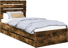 Rám postele s čelo Kouřový dub 75 x 190 cm Inženýrské dřevo 3411542