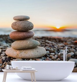 Fototapeta, Kamenná pláž Zen - 300x300 cm