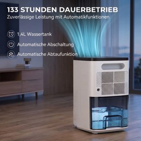 HOMCOM tichý mini odvlhčovač 1,4 l s RGB světlem, bílý