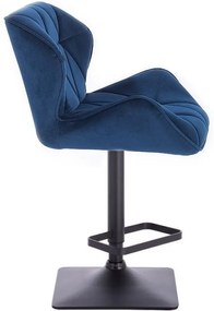 LuxuryForm Barová židle MILANO VELUR na černé podstavě - modrá
