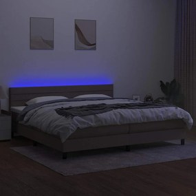 Box spring postel s matrací a LED taupe 200x200 cm textil 3133265