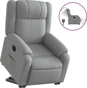 Elektrické zvedací polohovací křeslo světle šedé textil 3205226