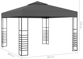 vidaXL Marketos Zahradní altán se světelnými LED řetězy 3x3 m antracitový