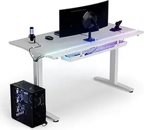 ULTRADESK Vortex bílá / Herní stůl / 140,5 x 70 cm / 72-122 cm / nasta