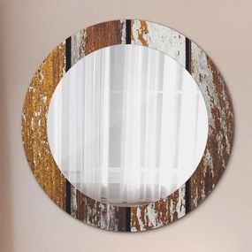 Kulaté dekorativní zrcadlo Vintage tmavé dřevo fi 60 cm