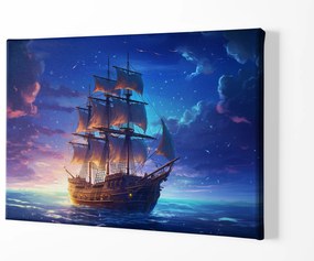 Obraz na plátně - Velká plachetnice pluje klidným oceánem FeelHappy.cz Velikost obrazu: 180 x 120 cm