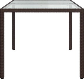 Zahradní stůl 150 x 90 x 75 cm tvrzené sklo a polyratan hnědý 316704