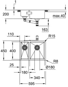 GROHE 31576SD1 - Kuchyňský dřez K700U 595 × 450 mm nerez