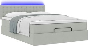 Osmanský rám postele s matrací světle šedá 140x190cm samet 3312764