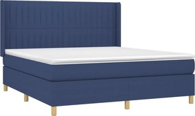 Box spring postel s matrací a LED modrá 160x200 cm textil 3139051