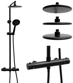 Erga Enza, sprchová souprava s termostatickou baterií a dešťovou hlavicí 20cm, černá matná, ERG-YKA-BP.ENZA20-BLK