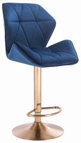 LuxuryForm DESIGN Barová židle MILANO MAX VELUR na zlaté kulaté podstavě - modrá