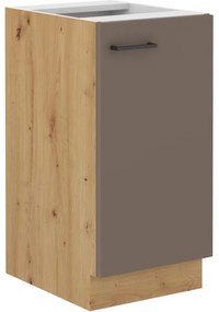 Dolní jednodveřová skříňka BALIJA - šířka 40 cm, lanýžově šedá / dub artisan