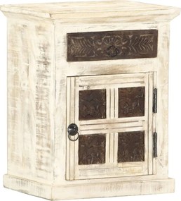 Noční stolek bílý 40 x 30 x 50 cm masivní mangovníkové dřevo 285896