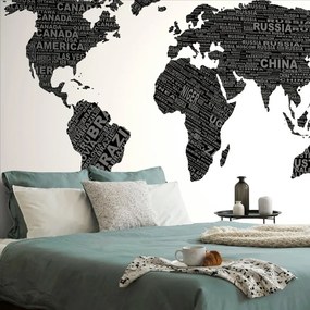 Samolepící tapeta černobílá mapa světa - 300x200 cm