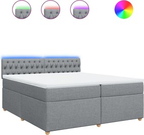 Box spring postel s matrací světle šedá 200 x 200 cm textil 3289094