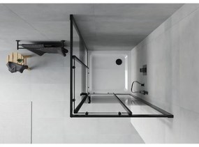 Mexen Rio čtvercový sprchový kout 80 x 80 cm, Pruhy, Černá + sprchová vanička Flat, Bílá - 860-080-080-70-20-4010B