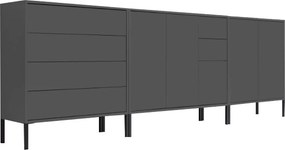 XXXLutz ŠIROKÁ KOMODA, antracitová, 263,5/86/33 cm MID.YOU - Komody na nožičkách - 001067013101