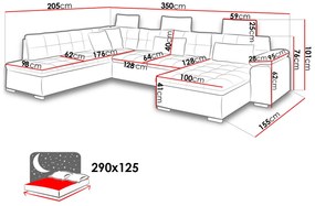 Luxusní sedací souprava do U Paramo, hnědá Roh: Orientace rohu Pravý roh