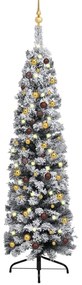 Úzký umělý vánoční stromek s LED a sadou koulí zelený 180 cm,  3077809 HangarStore.cz