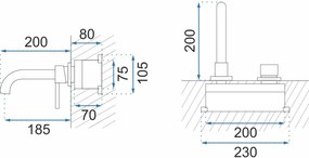 Rea Lungo Long, podomítková umyvadlová/vanová baterie + BOX, černá matná, REA-B0371