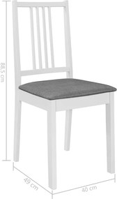 Jídelní židle Salem s poduškami - 6 ks - masivní kaučukovník | bílé