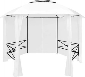 Zahradní party stan se závěsy 360 x 312 x 265 cm bílý 180 g/m² 312234