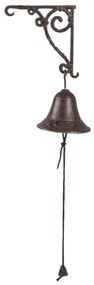 Hnědo černý litinový nástěnný závěsný zvonek – 14x11x18 cm