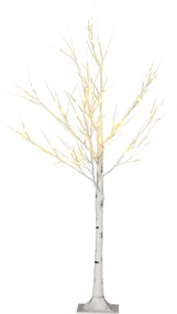 HOMCOM Umělý strom, umělá bříza, s LED osvětlením, teplá bílá, realistická bílá kůra, 17D x 17Š x 120V cm