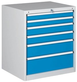 Dílenská zásuvková skříň na nářadí WL/BL, 6 zásuvek, 723 x 580 x 800 mm