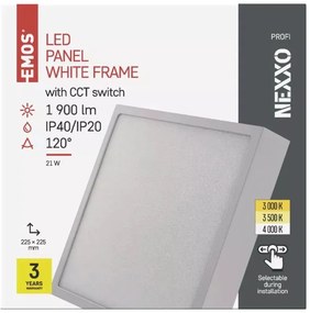 Emos lighting LED přisazený panel NEXXO 22,5cm, 21W, CCT, čtvercový Barva: Stříbrná