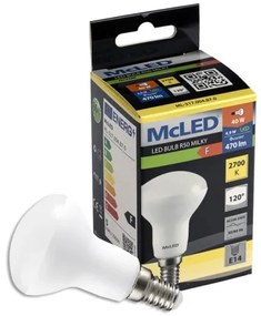LED žárovka E14 McLED R50 4,9W (40W) teplá bílá (2700K), reflektor 120° ML-317.004.87.0